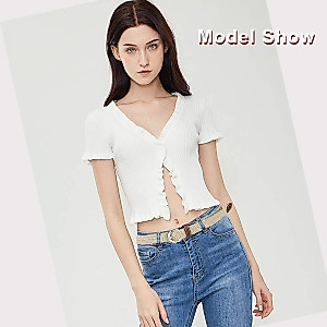 YUCFOREN 2 Pack 1'' Narrow Width Elastic Belt, Stretch Braided Skinny Fabric Woven Women or Girl Jeans Dress Casual Belt