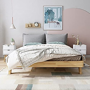 UDeuxff Nightstands,Bedside Table with 2 Drawers &Wood Legs,Wood Accent Table,Side Table End Table for Bedroom,Living Room,Dorm,Easy Assembly (1 Pack)