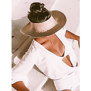 Straw Hat Beach Summer Visor Sun Hat (Brown)