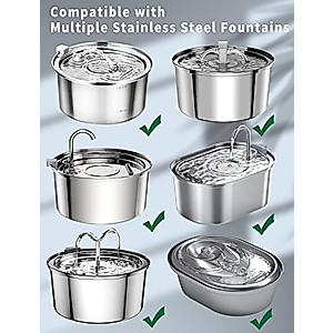 Cat Water Fountain Filters(8+8pcs), Replacement Filters for 3.2L/108oz(2L/ 67oz) Stainless Steel Pet Fountain, Dog Water Fountain, 8pcs Carbon Filters + 8pcs Sponges