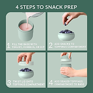 Bentgo® Snack Cup - Reusable Snack Container with Leak-Proof Design, Toppings Compartment, and Dual-Sealing Lid, Portable & Lightweight for Work, Travel, Gym - Dishwasher Safe (Mint Green)