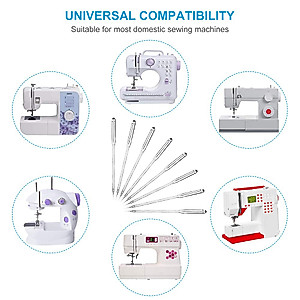 50PCS Sewing Machine Needles, Universal Sewing Needles for Singer, Brother, Bernina, Kenmore, Janome, Schmetz, Easy Thread with 2PCS Needle Threaders, Size 9 11 14 16 18
