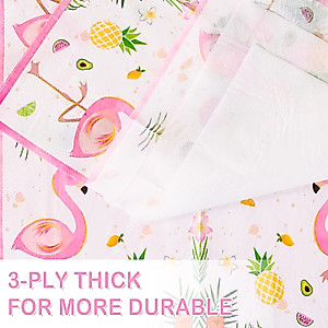 WERNNSAI Flamingo Plates and Napkins Set - Serves 50 Guests 100 PCS Hawaiian Luau Party Supplies Disposable Tableware Set Dinner Luncheon Plates Napkins for Birthday Baby Shower Wedding Party