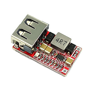 ALAMSCN DC-DC Buck Converter Car USB Charger Module 6-24V 12V 24V to 5V 3A Step Down Voltage Regulator Power Supply Module(Pack of 5) Red