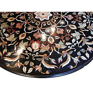38" Inches Marble Top Dining Table Handicraft Inlay Design Decor Furniture