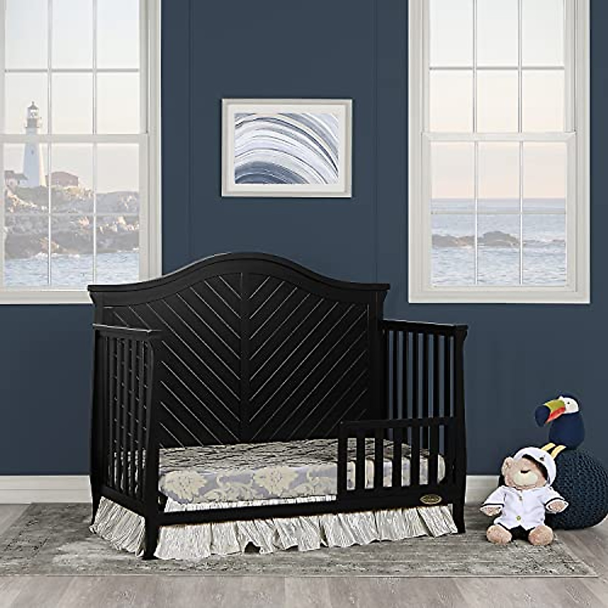 Dream On Me Kaylin 5-in-1 Convertible Crib in Black, Greenguard Gold Certified , 56x31x47 Inch (Pack of 1)