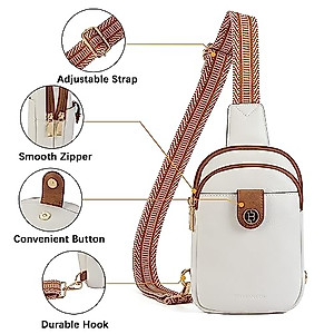 BOSTANTEN Small Sling Bag Crossbody Bags for Women Trendy Crossbody Purse Leather Chest Bag, Beige