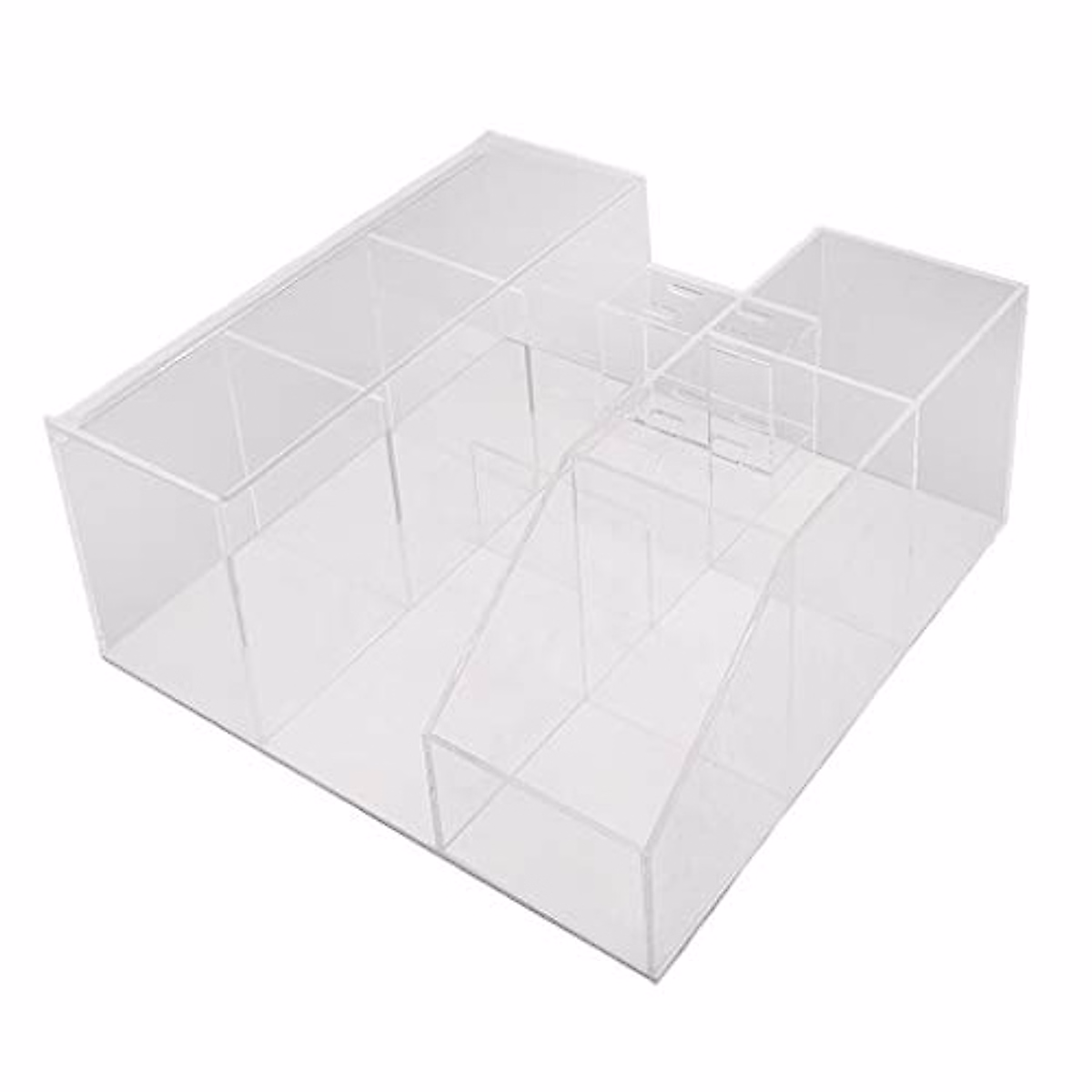 #N/A Makeup Organizer Eyelash Extension Supplies Storage Display Box w/Tweezer Holder Stand 22 x 22 x 10cm - Transparent Acrylic