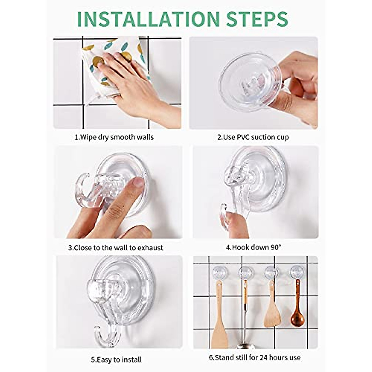 ZBYOMI Suction Cup Hooks, Reusable Vacuum Suction Cup Hooks, Punch-Avoided Suction Hooks- Powerful Waterproof Shower Hooks for Bathroom，Kitchen，Glass Door use