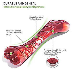 Dog Toys for Aggressive Chewers, Indestructible Durable Dog Chew Toys, Non-Toxic Food Grade Nylon Dog Bone Toy Reduces Boredom, Tested by Labrador, Golden Retriever, More Small Medium and Large Breed