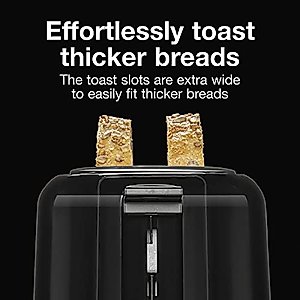 Proctor Silex 2-Slice Toaster with Extra Wide Slots for Bagels, Cool-Touch Walls, Shade Selector, Toast Boost, Auto Shut-off and Cancel Button, Black (22305)