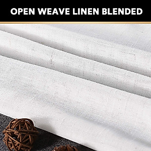 PrinceDeco Natural Linen Curtains 84 Inches Long Tab Top Curtains for Bedroom Light Filtering Window Treatments Panels Breathable and Airy Drapes for Living Room - Set 2 Panels, Off White