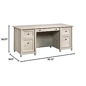 Sauder Edge Water Executive Desk, L: 65.12" x W: 29.53" x H: 29.37", Chalked Chestnut finish