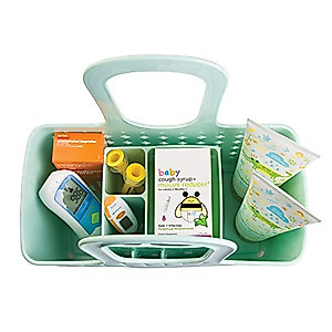 iDesign Plastic Divided Shower Caddy Tote, College Essential for Dorm Room, Communal and Shared Bathroom, The Orbz Collection - 11.75" x 6" x 12", Mint Green