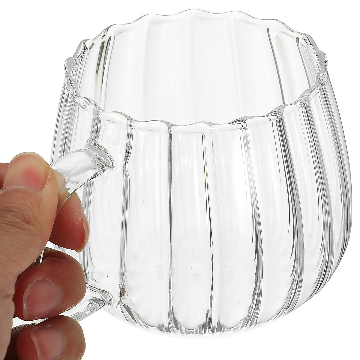 Angoily 2pcs Glass Pumpkin Cups 350ml Breakfast Cup for Milk Beer Cup Breakfast Glass Transparent Juice Cup Cocktail Cup Beverage Cup Transparent Whiskey Cup Drinking Cup Coffee Mug Clear Mug