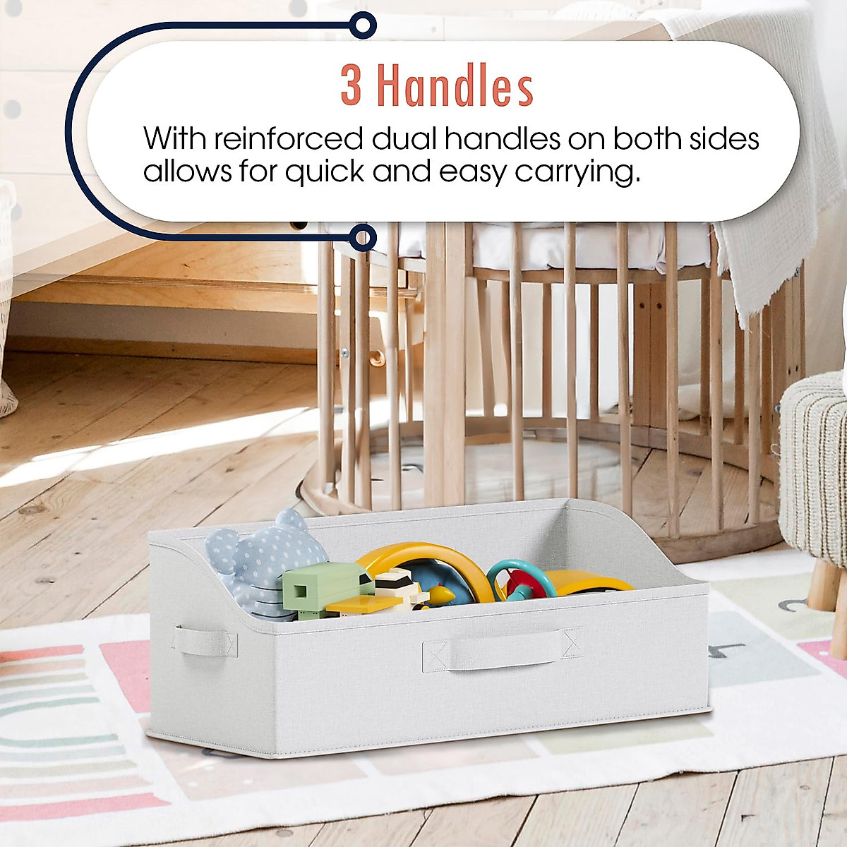 Ornavo Home 6 Pack Collapsible Trapezoid XLarge Storage Bins, Foldable Fabric Shelf Storage Basket Closet Organizer and Large Storage Box for Clothes with Handles, White