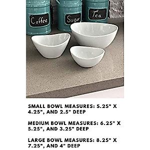 Partito Bella 3 Tier White Oval Bowl Set with Collapsible Thicker Metal Rack - Perfect Display for Chips, Dips, Candy, Fruit and More Collapsible Stand with Nesting Bowls for Easy Storage