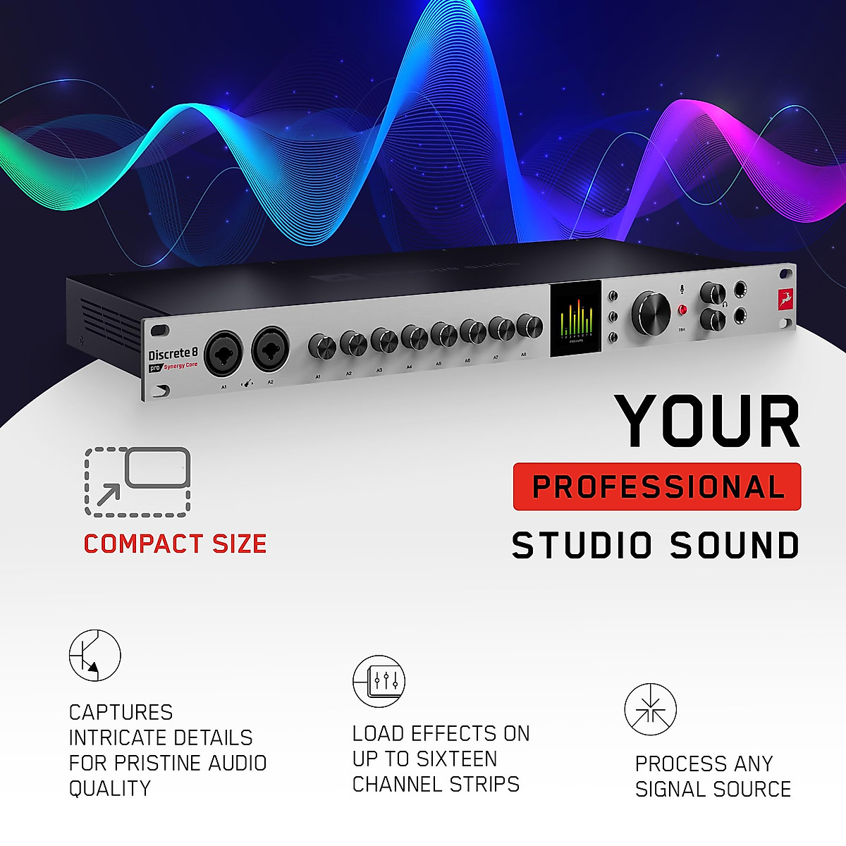 Antelope Audio Discrete 8 Pro Synergy Core Desktop 26x32 Audio Interface - Thunderbolt 3 & USB 2.0 Channel Microphone Preamp Recording, Streaming Studio Audio Interface w/Onboard Real-Time Effects