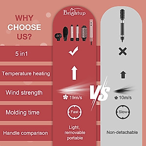 Brightup Air Styler, Professional Hair Dryer Brush with 110,000 RPM High-Speed Negative Ionic Blow Dryer, Auto Wrap Curlers, Multi Hair Styler for Fast Drying Styling Curling Straightening Volumizing