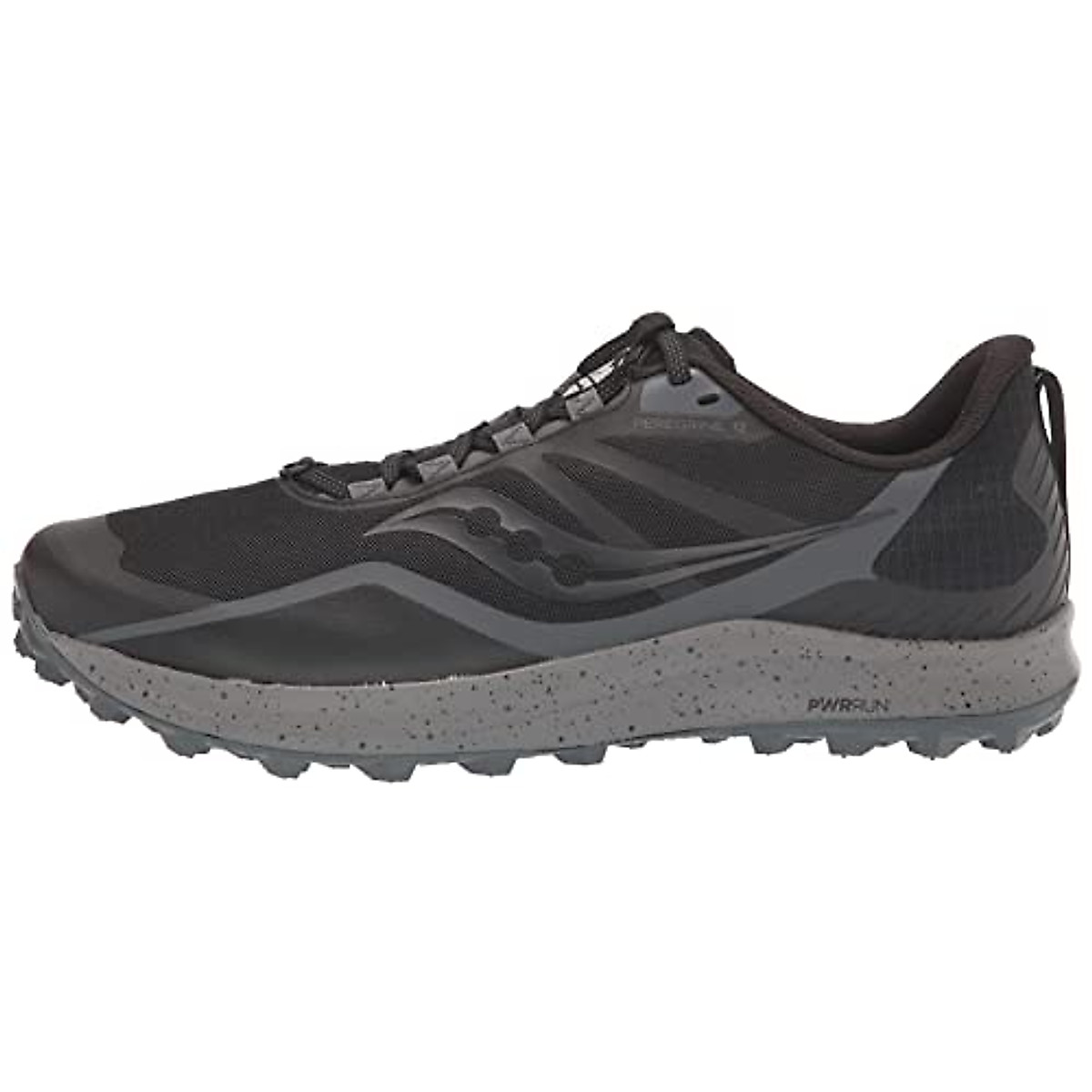 Saucony Men's Core Peregrine 12 Trail Running Shoe, Black/Charcoal, 9.5