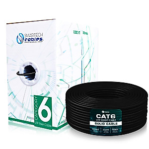 SmarTech Cables Cat 6 Cable 1000ft (Riser) - UTP 4 Pair Solid Conductor, Easy to Install Cat6 Riser 1000ft, High Speed 10 Gbps, 23 AWG Cat6 1000ft Ethernet Cable, Certified Bulk Cat6 Cable 1000ft