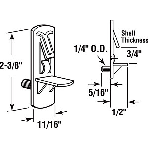 Prime-Line U 9398N Self-Locking Shelf Support Pegs, 1/4 In. Peg x 3/4 In. Shelf, Plastic (4 Pack)