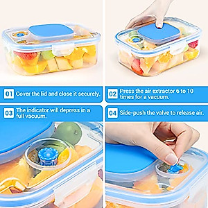 Vacuum Seal Containers Sets for Food Storage,BPA-Free, Various Sizes to Keep Food Fresher, 10oz/27oz/40oz, 6 Piece Set with Lids,3 Methods to Vacuum, Hand Pressure/Vacuum Hose(Diameter Is <1.41'')/Vacuum Pump, Good for INKBIRD VS01&VS03 Vacuum Sealer