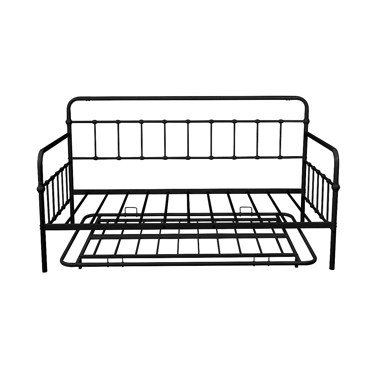 Twin Metal Daybed Frame with Trundle,Heavy Duty Steel Slat Support Space Saving Bed Sofa,Bedroom Living Room Furniture,Black