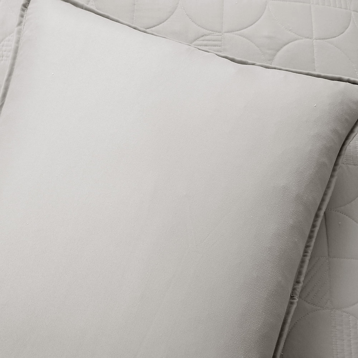 Lush Decor Mid Century Circle Reversible Oversized Cotton 3 Piece Quilt Set, Full/Queen, Gray