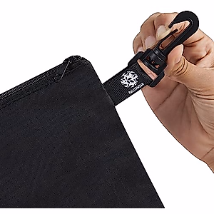 Ripstop Nylon Zipper Bag with Clip - Set of 4 (Black, 12 x 16 inch)