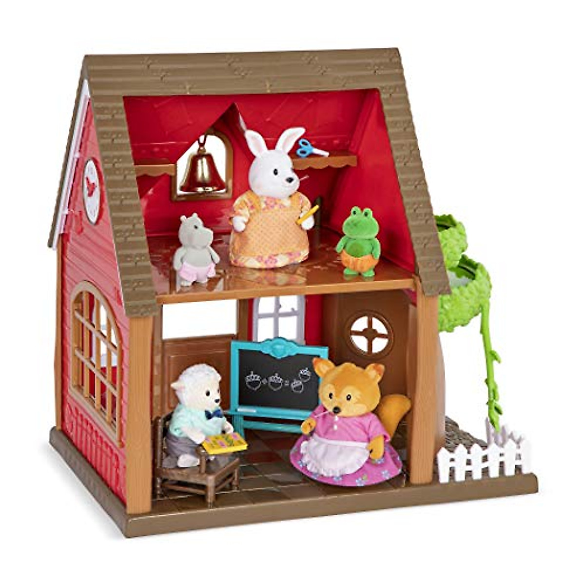Li’l Woodzeez – Woodland Schoolhouse – Dollhouse Playset – 1 Doll Figure, Miniature Furnitures & Accessories Included - Pretend Play for Kids Age 3+