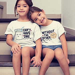 Milk and Cookies Baby Outfit Matching Twin Toddler T-Shirts 2T White