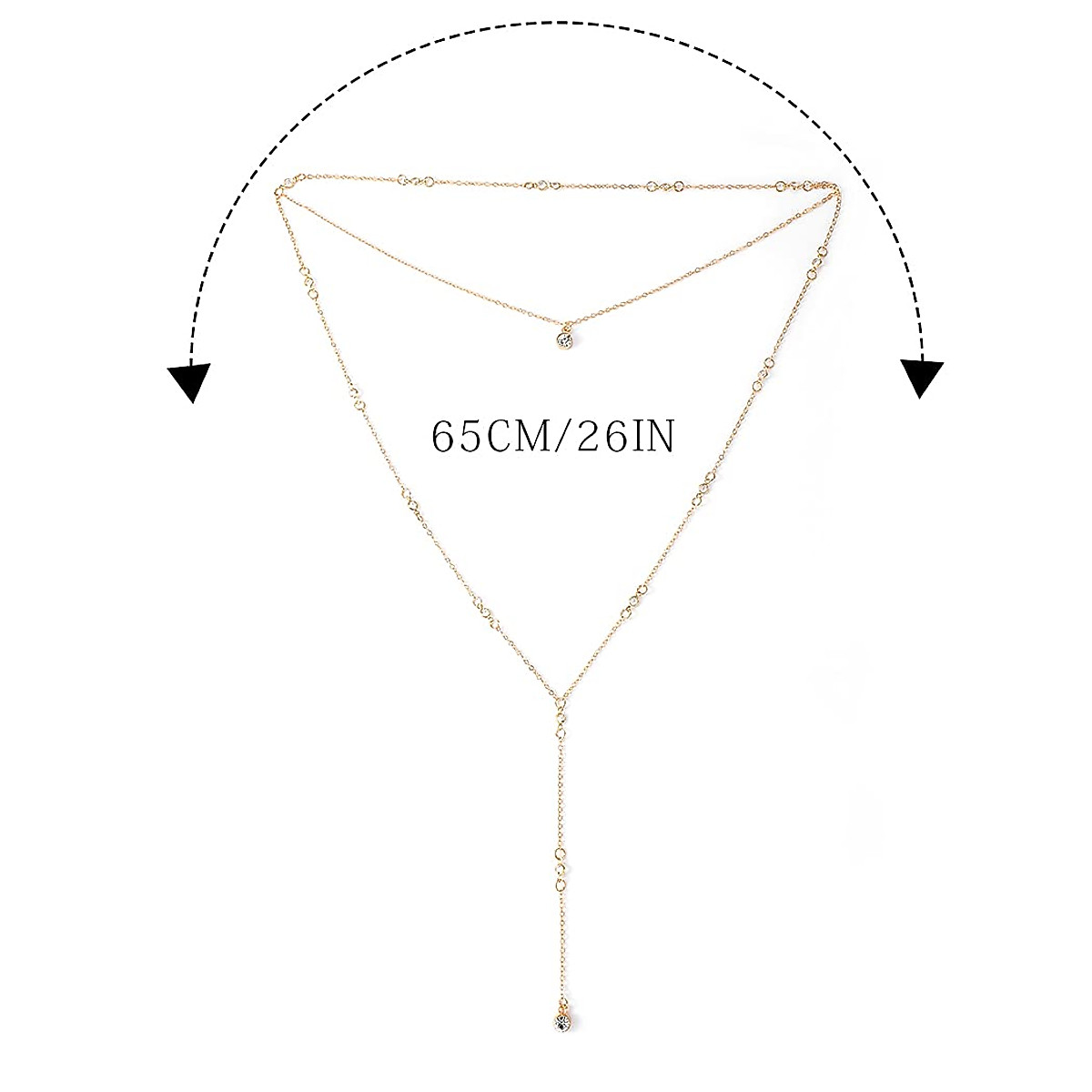 Jeweky Layered Gold Backdrop Chain Wedding Body Necklace Tassel Back Body Chain Accessory for Women