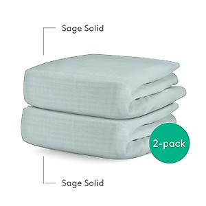 Newton Baby Mini Crib Fitted Sheets (2-Pack) | Organic Muslin Cotton, Ultra Breathable & Soft Baby Sheets, Machine Washable Baby Mattress Sheets, Fits Any Mini Sized Crib 24" x 38", Sage