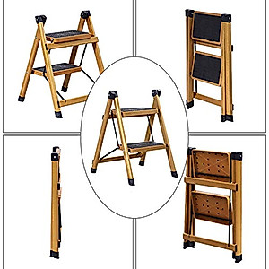 PENGJIE Folding Ladder Step Stool Ladder Stool 2 Step Folding Heavy Duty Steel Portable Anti Slip Mat Tread Compact 150 Kg Capacity