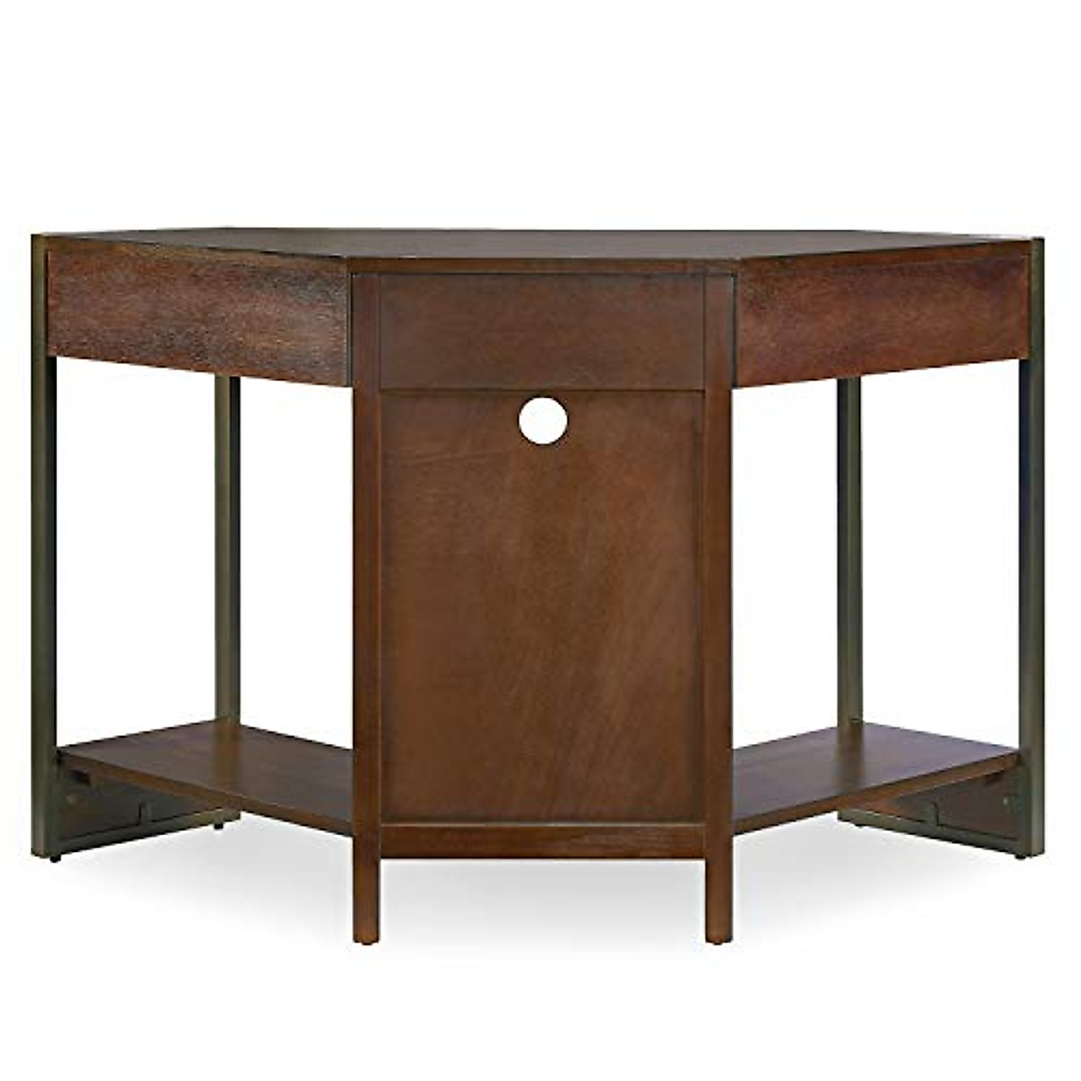 Leick Home Riley Holliday Computer Desk with Dropfront Keyboard Drawer, Furniture, Espresso/Gold