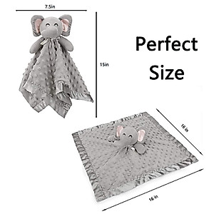 Pro Goleem Elephant Security Blanket Soft Baby Lovey Unisex Lovie Baby Gifts for Newborn Boys and Girls Baby Snuggle Toy Baby Elephant Stuffed Animal Grey 16 Inch