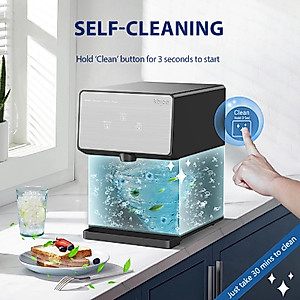 KBICE 2.0 Countertop Nugget Ice Maker with Soft Chewable Ice, 32lbs in 24Hrs, LED Touch Panel, Self-Cleaning Ice Maker with Automatic Dispensing
