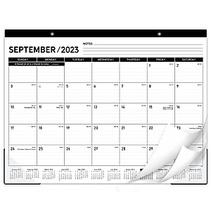2023 Desk Calendar - Large Desk Calendar 2023-2024, 22" x 17", Jan 2023 – Jun 2024, 18 Monthly Desk/Wall Calendar 2-in-1, Thick Paper, Corner Protector, Desk Pad, Large Ruled Blocks - Classic Black