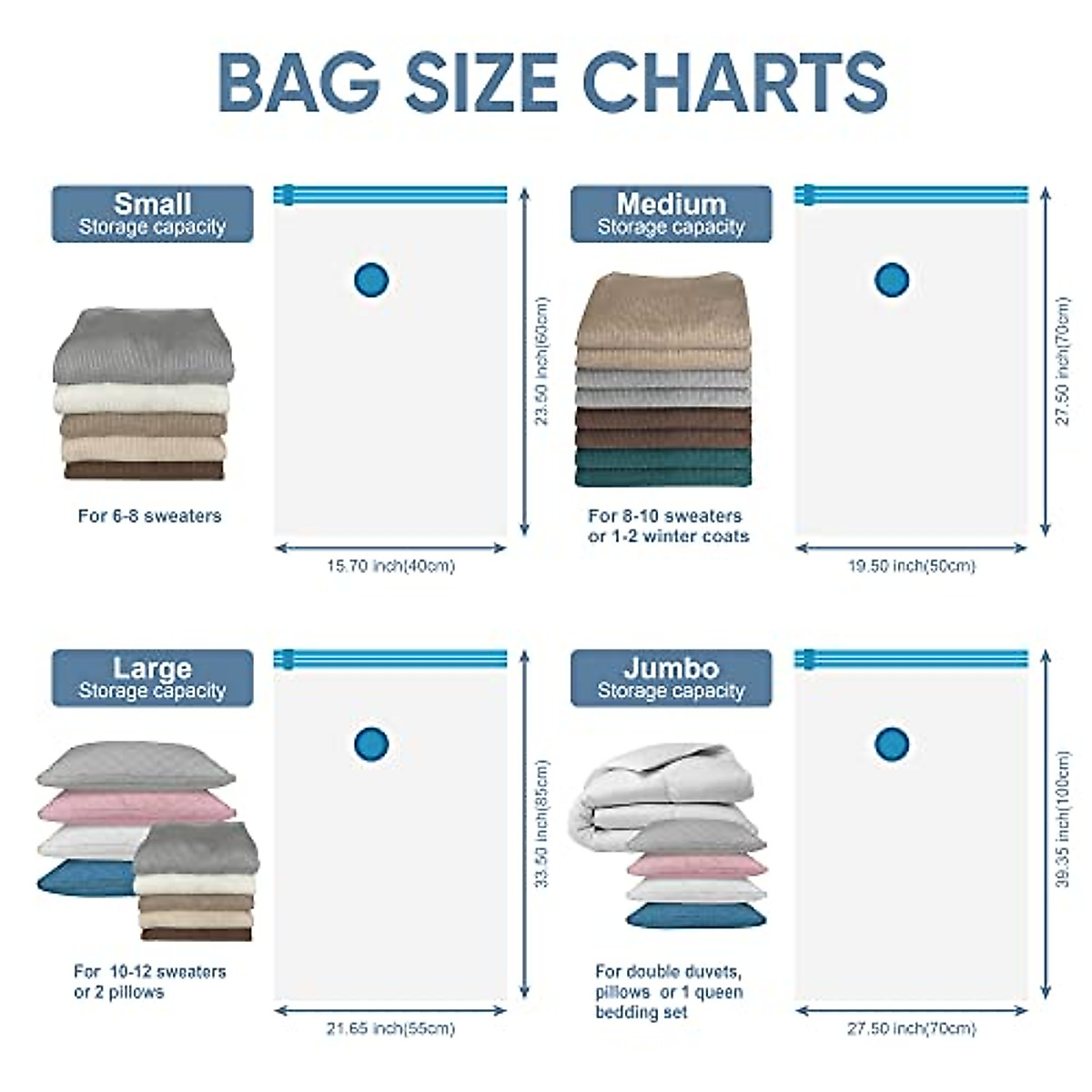 MattEasy Space Saver Vacuum Storage Bags, 6 Pack Combo (2 Jumbo/2 Large/2 Medium) Space Saver Bags with Pump, Storage Vacuum Sealed Bags for Clothes, Comforters, Blankets, Bedding