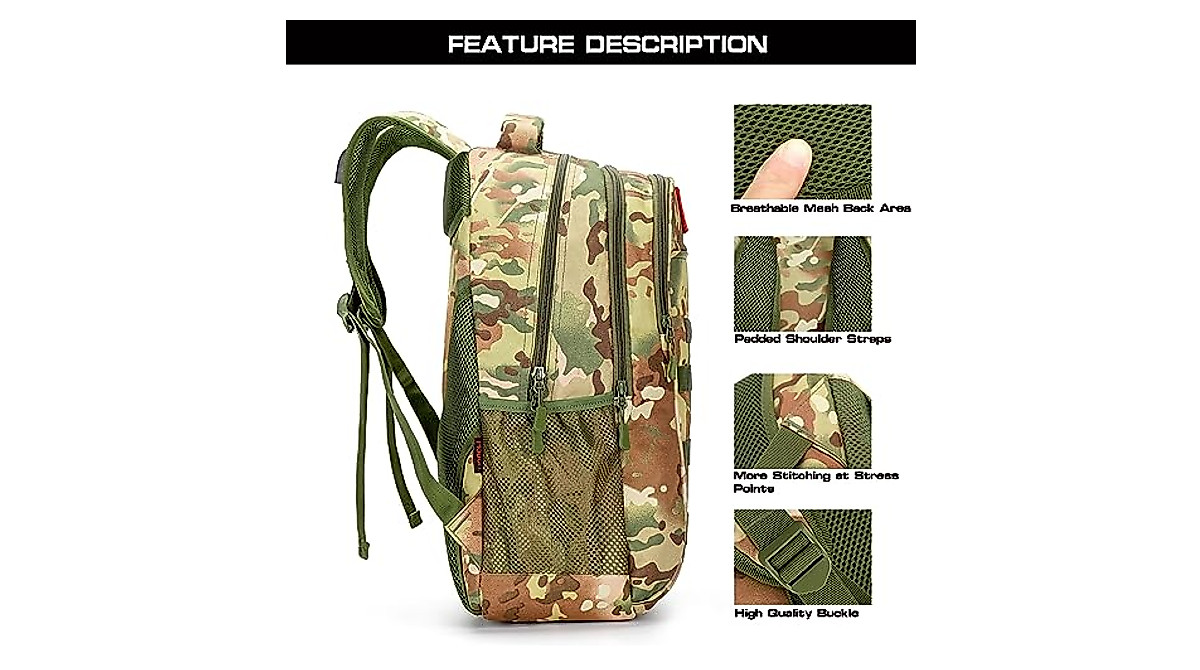 40L Camo Backpack - Waterproof & Versatile Gear