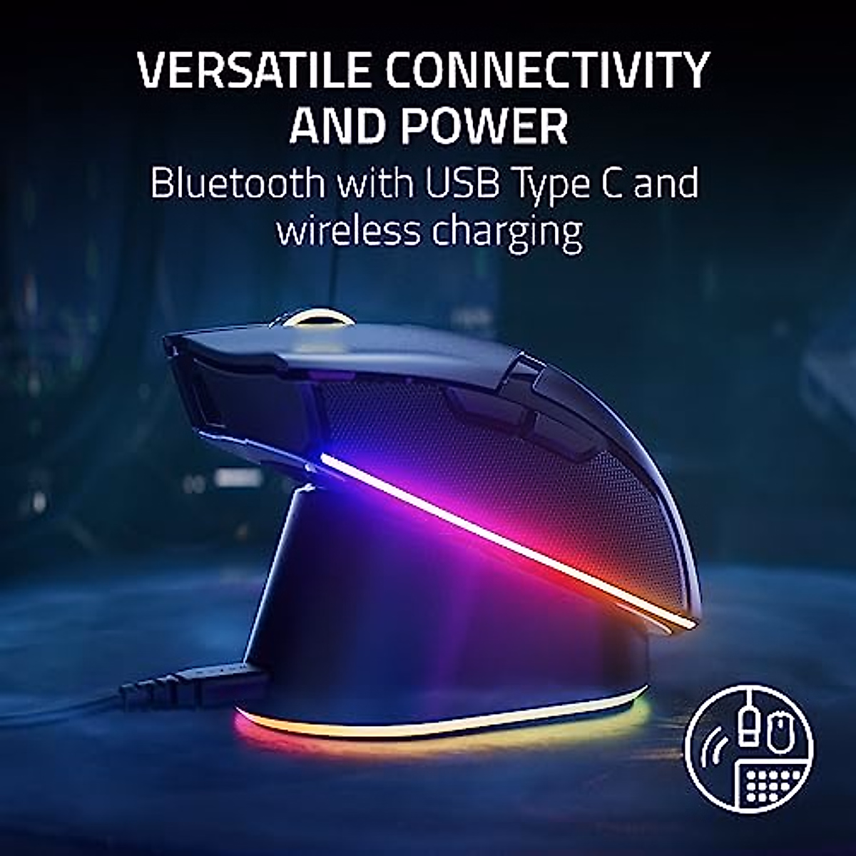 Razer Cobra Pro Wireless Gaming Mouse: 10 Customizable Controls - Chroma RGB Lighting - 30K Optical Sensor - Gen-3 Switches - 2.4GHz, Bluetooth & USB Type C - Up to 170 Hr Battery - Black