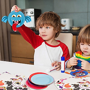 KATOOM 12 Pack Paper Plate Craft for Kids DIY Art Kit Monster Craft Gift for 4, 5,6,7,8 Year Old Boys Girls Toddlers, Art Project for Birthday Gift Party Supplies