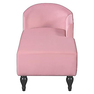 Bellemave Chaise Lounge Indoor, Velvet Upholstered Couch with Solid Wood Legs Corner Chair Arm Chase Lounge Sofa for Living Room, Office & Apartment (Pink)