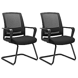 CLATINA Office Guest Chair with Lumbar Support and Mid Back Mesh Space Air Grid Series for Reception Conference Room 2 Pack