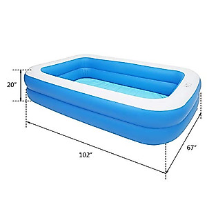 HOTYARD Swimming Pool, Inflatable Pool Full-Sized 103.15'' x 69.69'' x 22.05'' Kiddie Pool for Kids Children Backyard Garden Outdoor Family Water Party