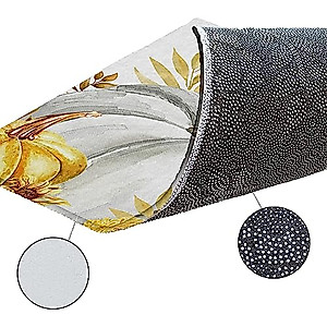 Chees D Zone Indoor Door Mat,Fall Thanksgiving Pumpkin White Soft Non-Slip Absorbent Kitchen Rug,Gold Leaves Sunflower Plant Floor Mat Entrance Rugs for Bedroom Living Room 16x24In