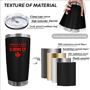 liabiliies Travel Coffee Tumbler 20 oz Elbows Up Canada Strong and Free Proud Canadian Tumbler with Lid and Straw Insulated Tumblers Stainless Steel Tumbler Funny Gifts for Men