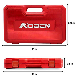 AOBEN 1/2-Inch Drive Impact Socket Set, 18 Pieces, 6 Point, Metric, 10mm - 24mm, Deep, Cr-V Steel, Includes 3", 5", 10" Extension bars