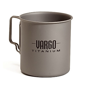 Vargo Titanium Travel Mug | Titanium Coffee Cup with Folding Handles | Light Weight 450 ml Capacity (15 Ounces) Travel Cup | 2.2 Ounces (62 grams) Model T-406